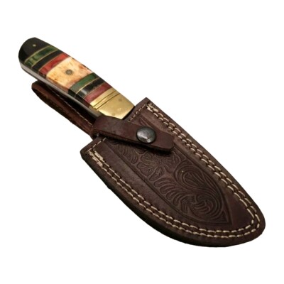 Vintage Cherokee Stoneworks 9" Tribal Bowie Knife With Embossed Leather ...