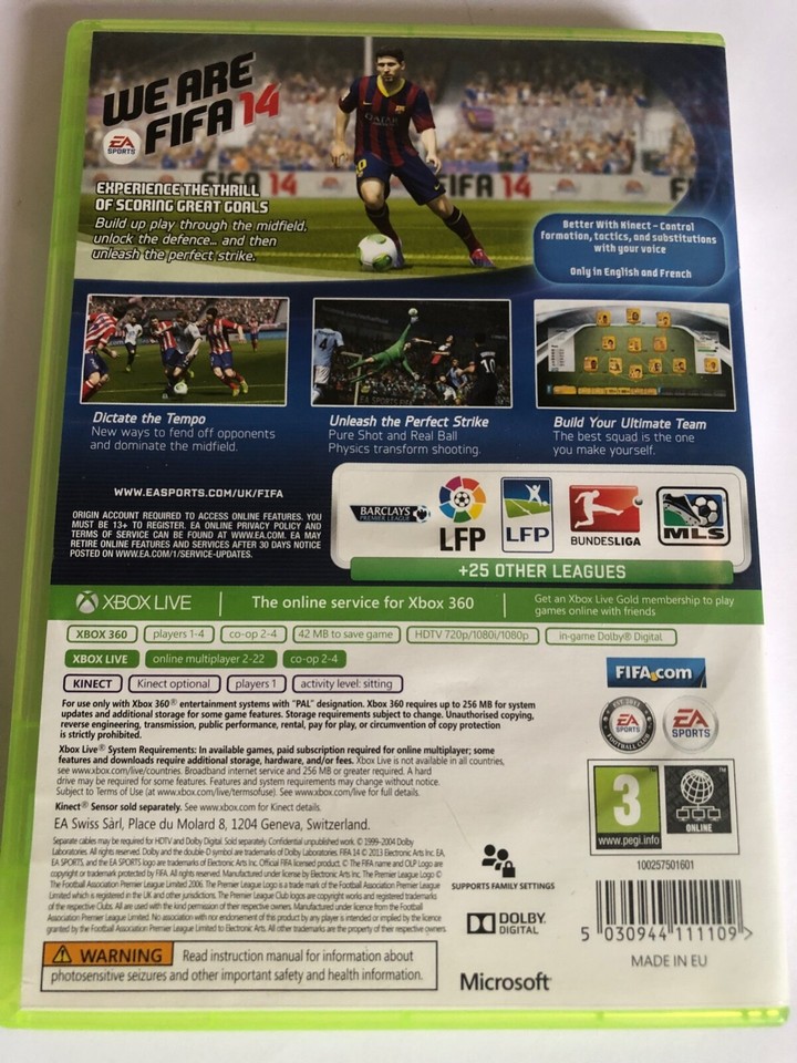 XBOX 360 FIFA 14 Microsoft Video Game PAL 3+ Boxed Original Classic ...