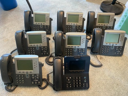 LOT of 8 Cisco CP-7961G/8945-K(9 IP VOIP Office Phone w/Base, Stand ...
