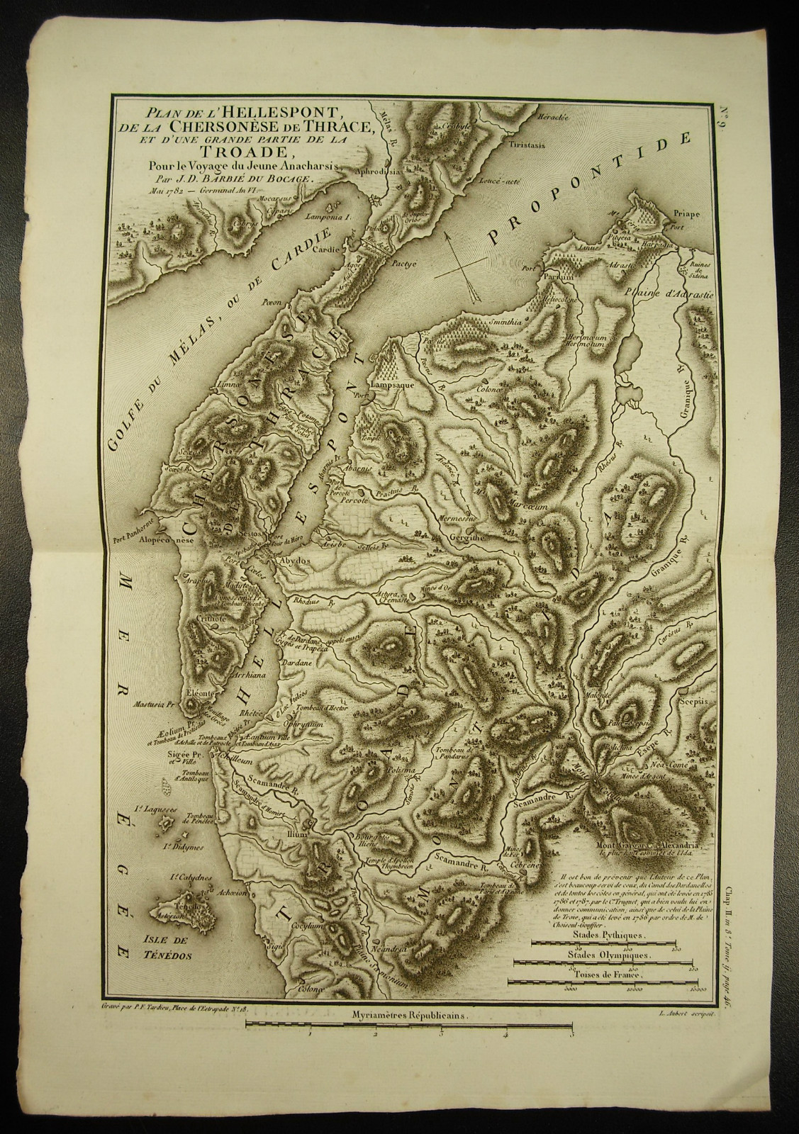 Hellespont Chersonèse de Thrace & part of Troade Carte 1790 Barbié du ...