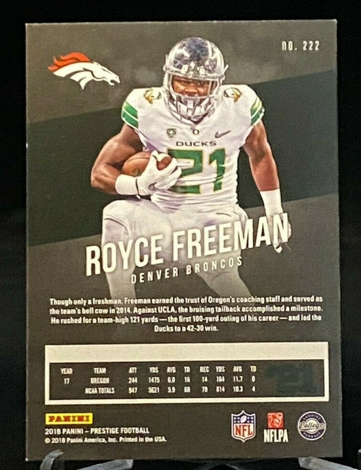 2018 Prestige Rookie Card #222 Royce Freeman Denver Broncos | eBay