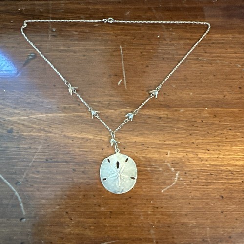 J. FERRARA Sterling Silver 925 Sand Dollar Textured Pendant Chain Charm ...