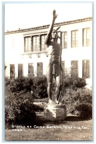 c1940's Chief Solano Native American Statue Faifield CA RPPC Photo ...