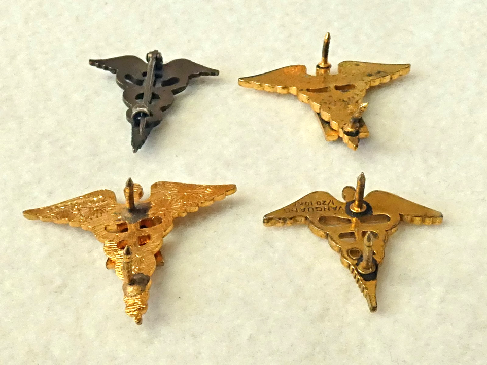 LOT X 4 U.S. Army Medical Caduceus Collar Device Insignia Vietnam Era ...