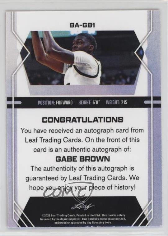 2022-23 Leaf Draft Base Auto Red /50 Gabe Brown #BA-GB1 Auto | eBay