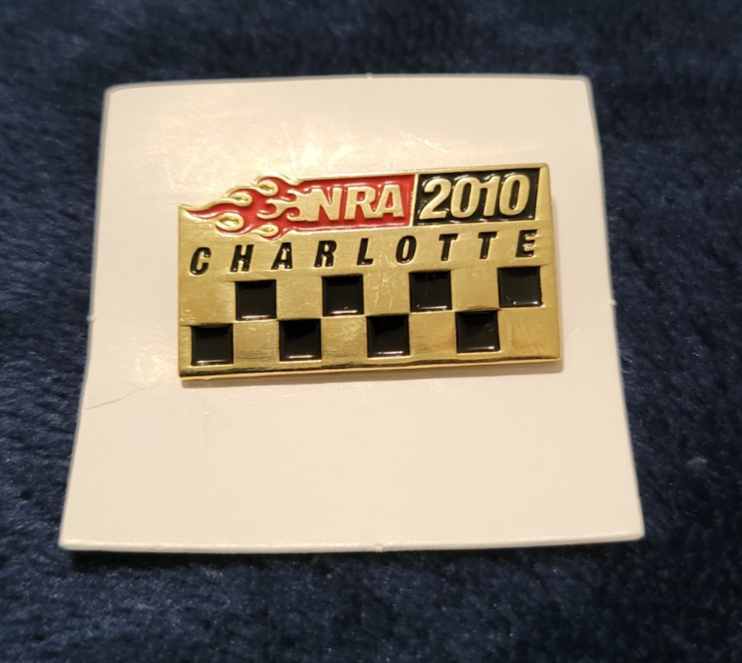 NRA 2010 Racing Lapel Pin Charlotte Checkered Flag Gold Tone Enamel ...