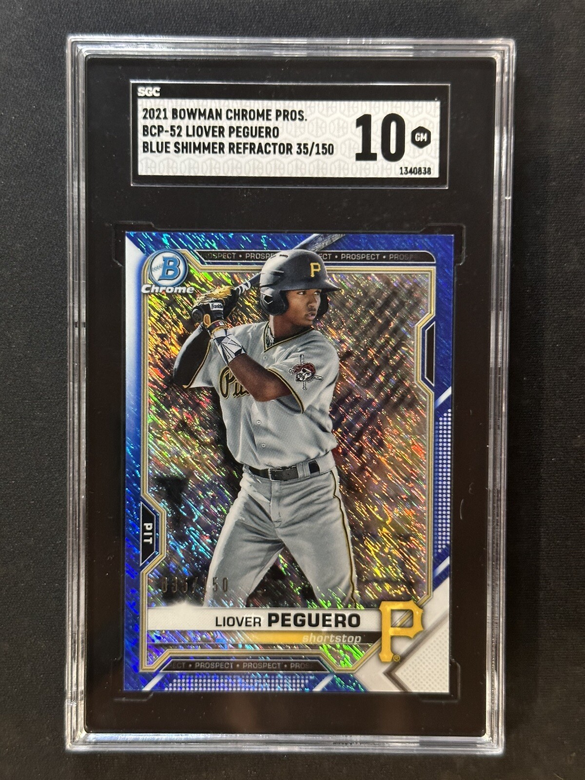 Liover Peguero 2021 1st Bowman Chrome Blue Shimmer Refractor #35/150 ...