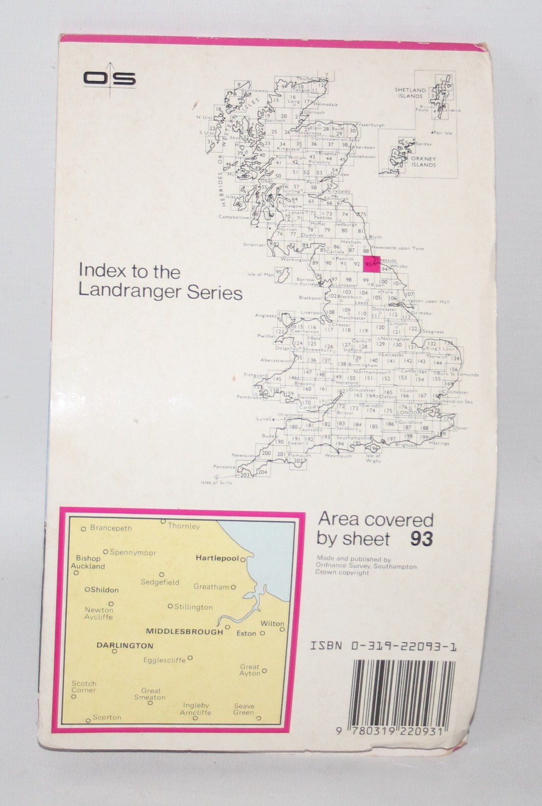 Landranger Maps: Sheet 93: Middlesbrough and Darlington Area by ...