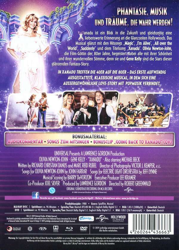 Mediabook XANADU 1980 Gene Kelly OLIVIA NEWTON-JOHN ( Grease ) BLU-RAY ...
