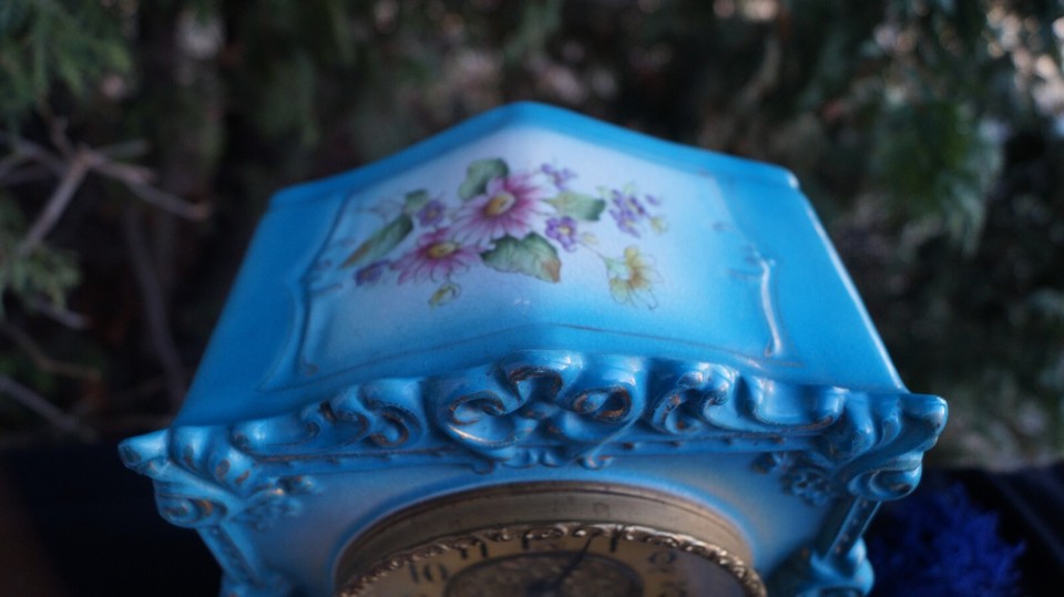 Antique 1902 Gilbert #428 Porcelain Mantle Parlor Clock - VIBERANT BLUE ...