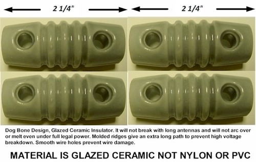 4 Ceramic Dogbone Insulators For Dipole Inverted V Antenna, Ham Radio ...