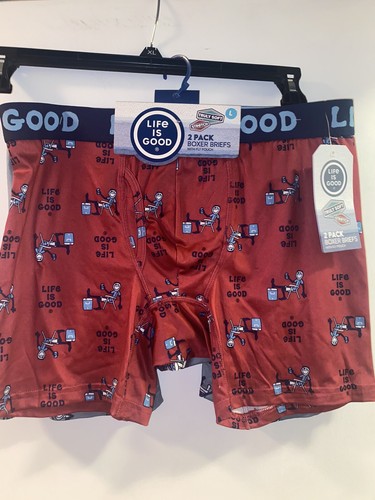 LIFE IS GOOD Large 36 Boxer Briefs Underwear 2-PACK Fly Pouch Soft ...