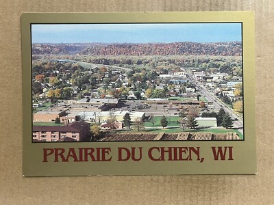 Postcard Prairie Du Chien WI Wisconsin Aerial View Blackhawk Avenue ...