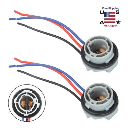 2pc 1157 2357 LED Stop Brake Turn Light Bulb Socket Harness Wire Pig ...