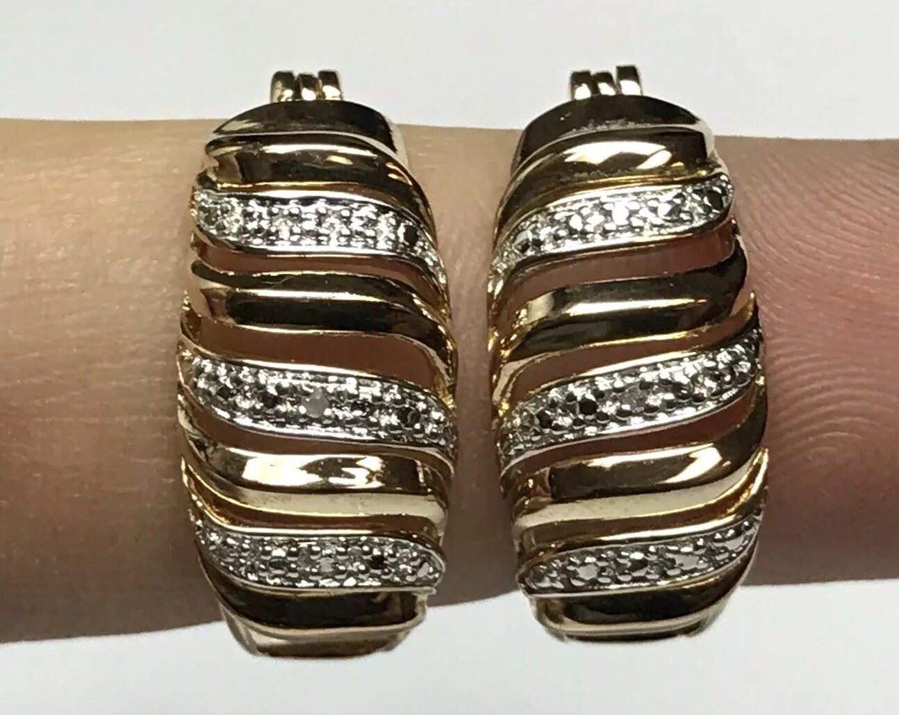 PAJ 925 Gold Plated Sterling Silver Oval Hoop Diamond Earrings China | eBay