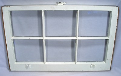 ANTIQUE 6 PANEL RECTANGULAR WOOD WINDOW DISTRESSED DECORATOR WALL ART ...