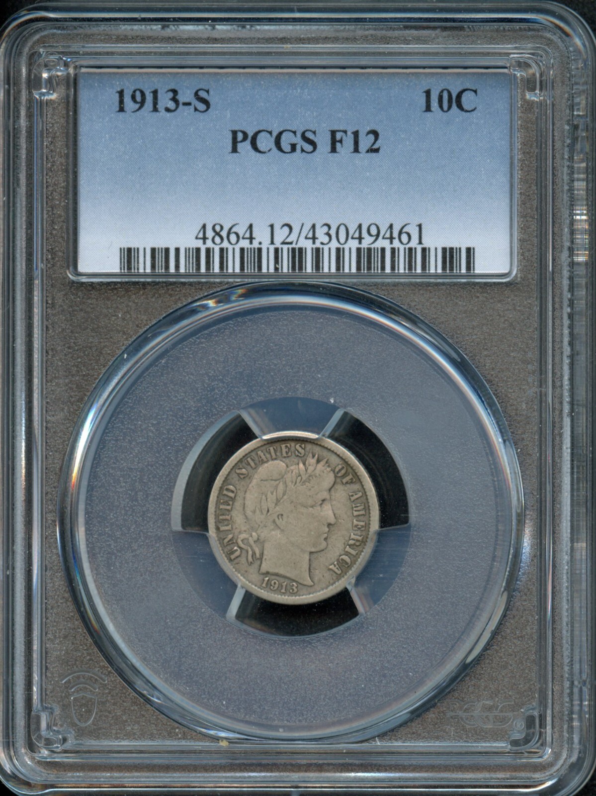 PCGS - Barber Dime - 10c - 1913 - F- 12 - 4864 | eBay