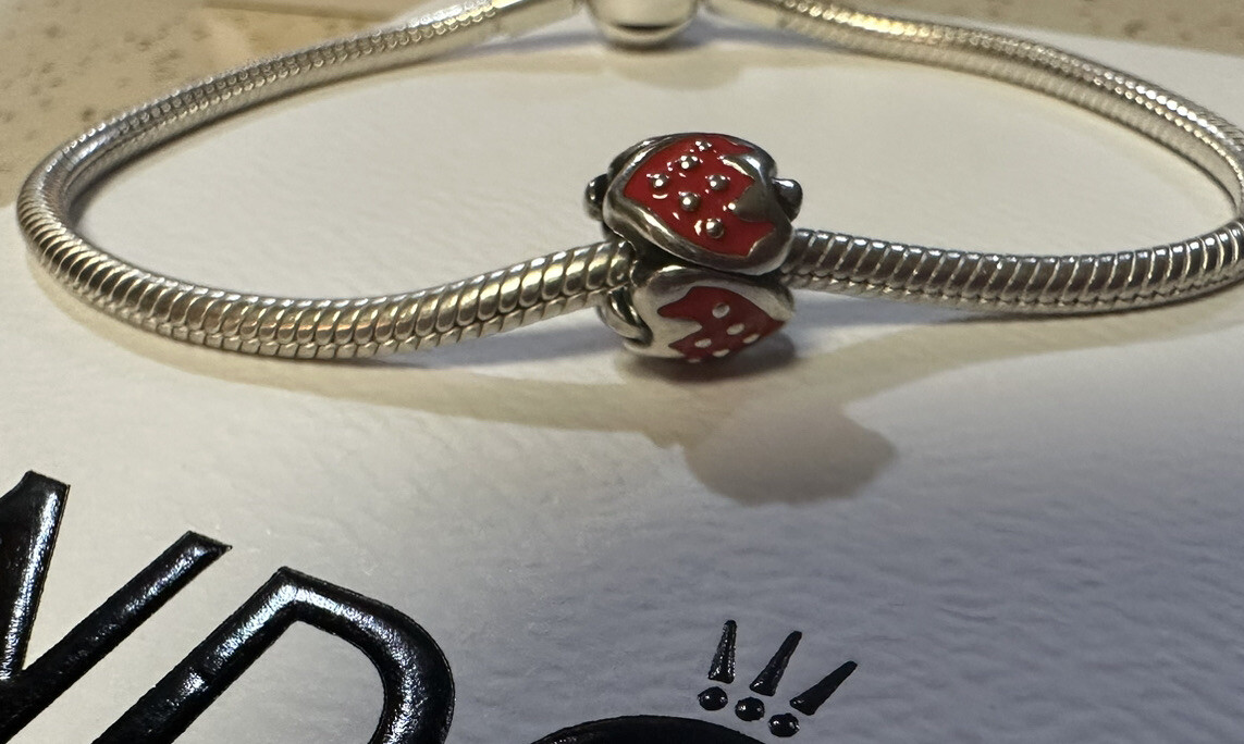 pandora charms authentic used- Enamel Strawberry Charm. Rare And ...