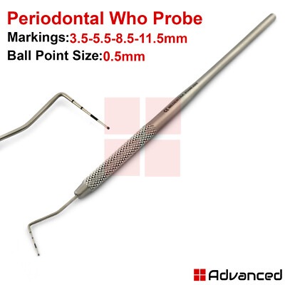 Dental Who Probe Color Coded Marking Perio Tooth Depth Measuring Probes ...