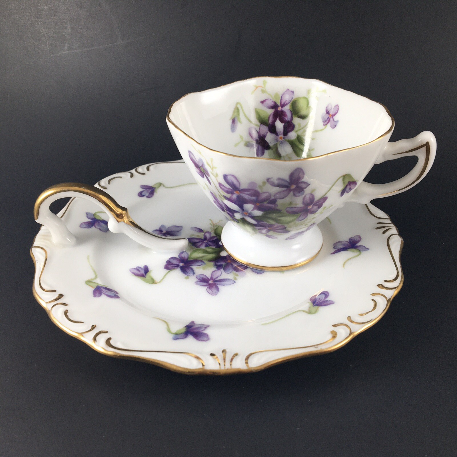 Vintage Handpainted Rossetti Spring Violets Lemon Plate & Tea Cup ...