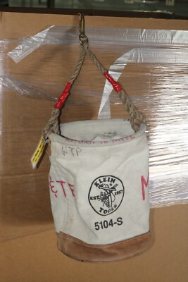 KLEIN TOOLS HOLDER 5104S CANVAS & LEATHER BOTTOM 16" X 12" LINEMAN's ...