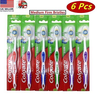 6 Pc Colgate Medium Firm Bristle Toothbrush Extra Clean Full Head ...