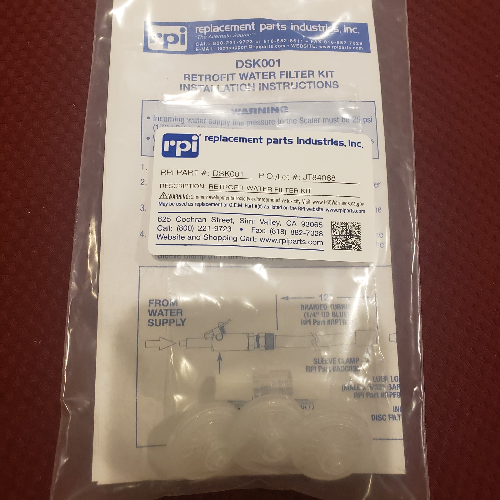 DENTSPLY Cavitron Retrofit Water Filter Kit BOBCAT® Pro - G130 RPI# ...