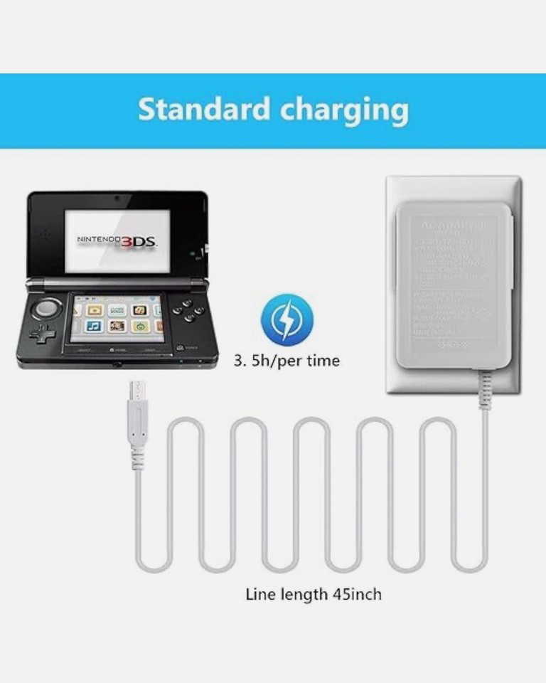 Nintendo 3DS 2DS DSi XL Charger AC Adapter Wall Power Cable Fast Charge ...
