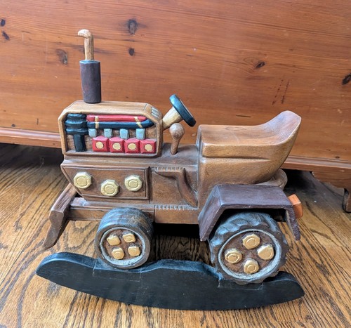 Solid Wood Rocking Farm Tractor Toy Sample Size Decor Hand Crafted ...