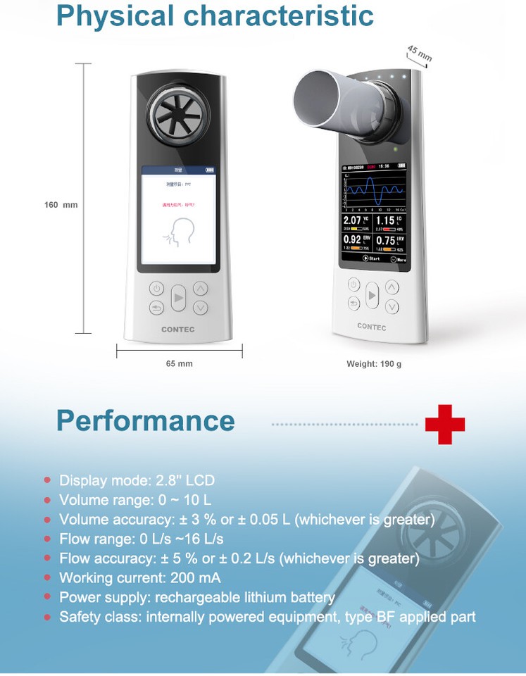CONTEC SP80B Bluetooth Spirometer Pulmonary Function Handheld ...