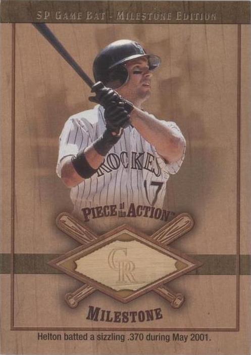 2001 Sp Game Bat Milestone Edition - Piece of the Action Milestone Todd ...