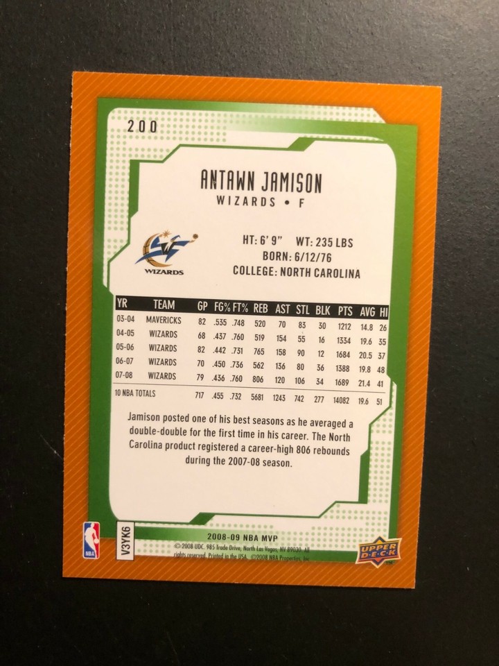 2008 ANTAWN JAMISON Upper Deck Basketball Card # 200 Made in USA | eBay