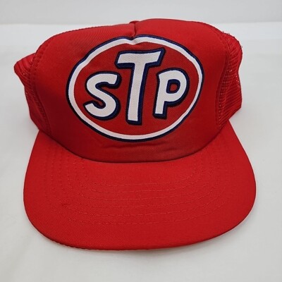 STP Hat Gas Oil Trucker Cap Mesh Snapback Vintage Rare Solid Red Design ...