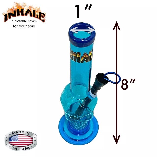 INHALE® 1X8" SKULL SHAPE ACRYLIC HOOKAH WATER PIPE WITH A CARB MADE IN ...