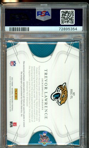 2021 Trevor Lawrence PSA 9 Natl Treasures Rke NFL Gear Laundry Tag ...