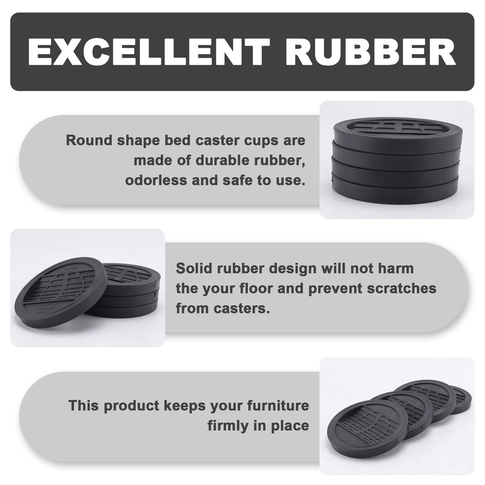 Furniture Castor Cups 4 PCS, Rubber Feet Pads Non Slip Furniture ...