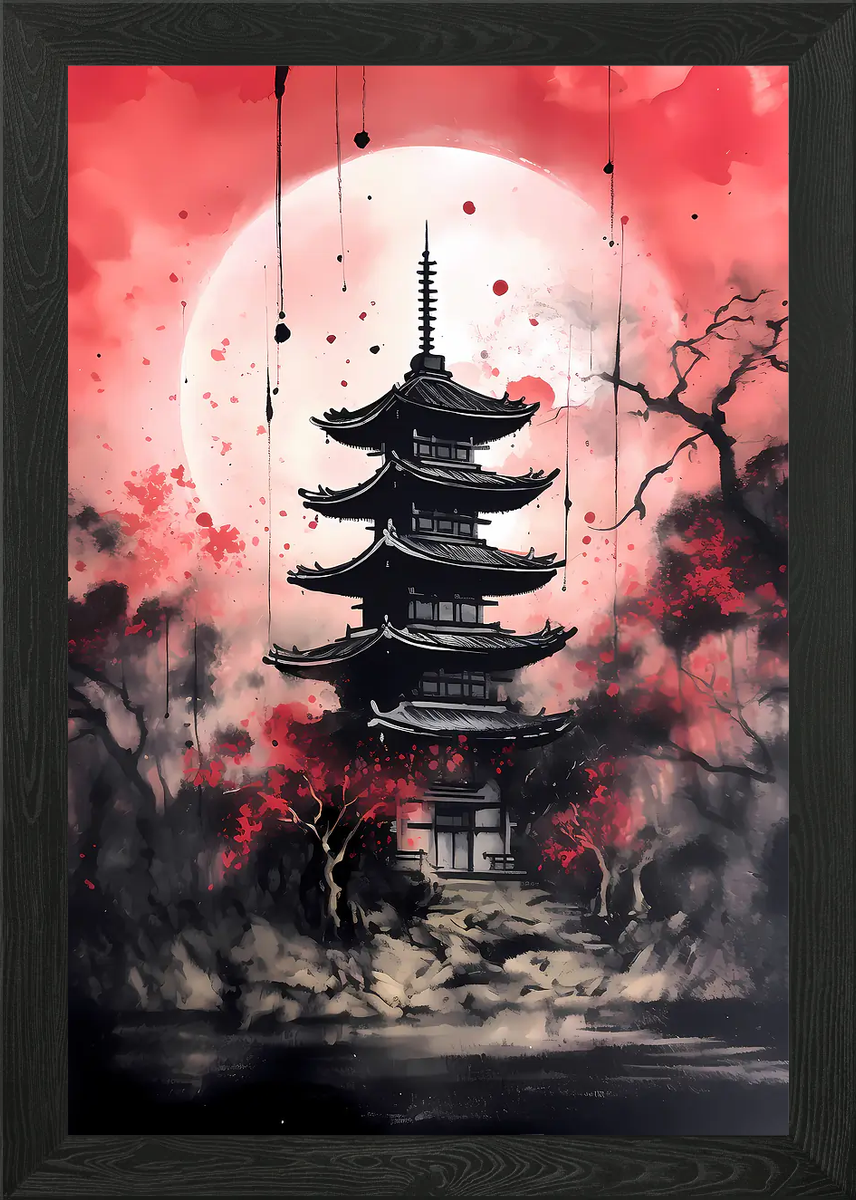 Japanese ink wash art Framed Wall Art Poster Canvas Print Picture | eBay UK