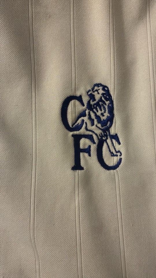 Umbro Chelsea FC Fly Emirates Jersey White Blue Pinstripe Vintage ...