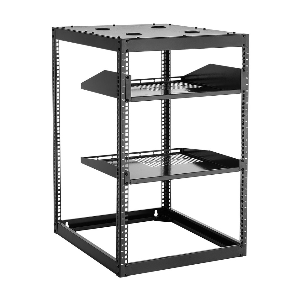 VEVOR 16U Open Frame Network Rack Wall Mounted Server Rack 4 Post with ...