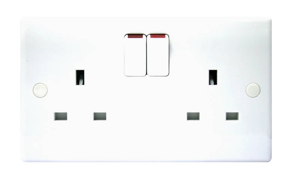 5 x Slimline 2 Gang Double Switched Plug Socket White Slimline - BG822 ...