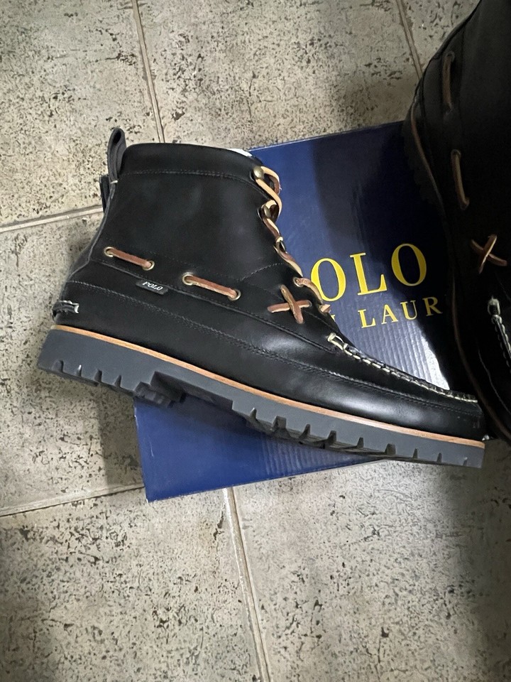 Polo Ralph Lauren Ranger Faux-Shearling-Lined Leather Boots size 10.5 ...