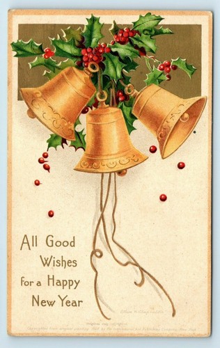 Postcard All Good Wishes for a Happy New Year embossed Ellen Clapsaddle ...