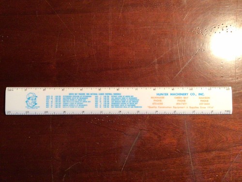 1965 Vintage Vince Lombardi Ruler With Season Schedule..GREEN BAY ...