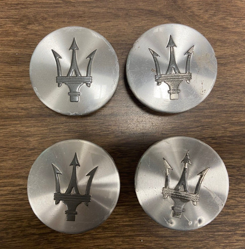 1 SET MASERATI WHEEL CENTER CAPS SILVER / DARK GRAY EMBLEM #PA6 M20 ...