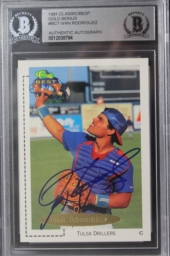 Ivan Pudge Rodriguez Rangers Signed 1991 Classic Best Gold ROOKIE ...