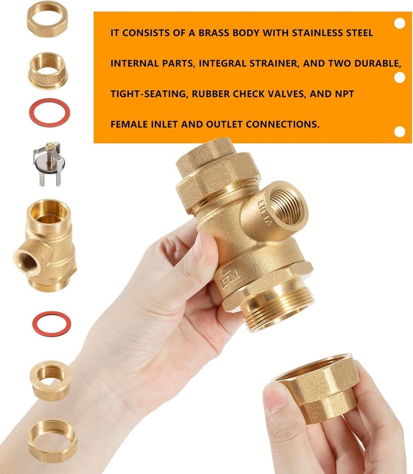 3/4" Dual Check Valve Backflow Preventer With Atmospheric Vent for ...