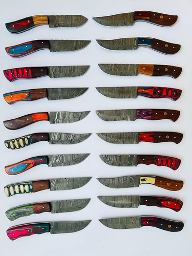 8” Lot of 20 Handmade Damascus steel knives Mix handle w/sheath | eBay
