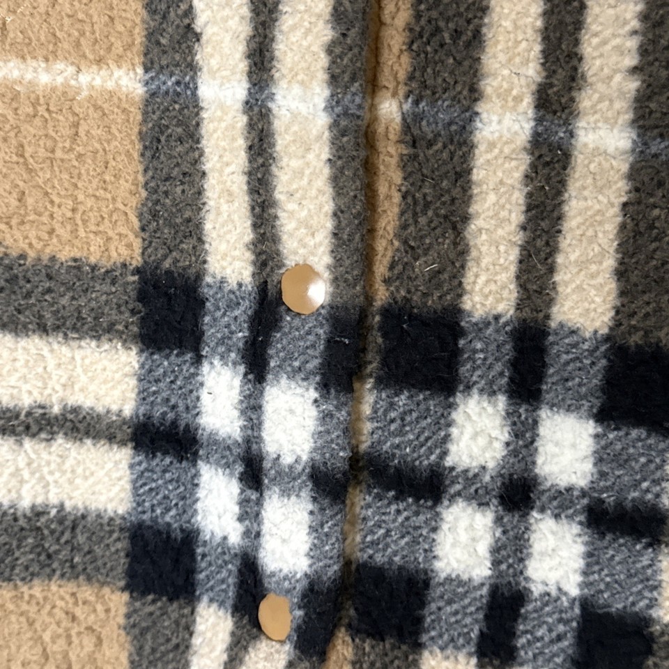 Jason Maxwell Plaid Fleece Shacket Jacket Women's Medium Tan Black ...