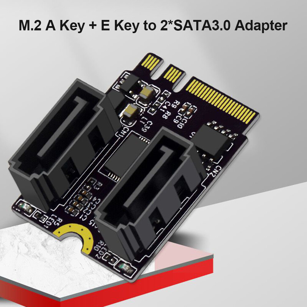 Solid-State Drive M.2 A/E Key to 2 Ports SATA3.0 Adapter Cards for PC ...