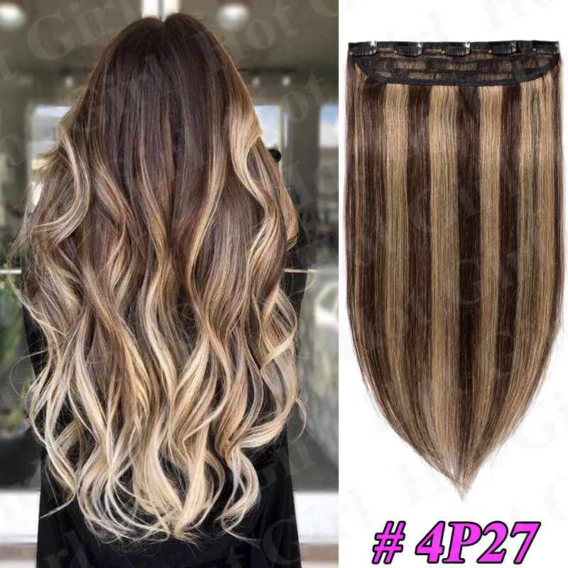 100g Real Remy Clip In Human Hair Extensions One Piece 3/4Full Head 20 ...